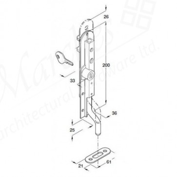 E3 Cranked Keyed Dropbolt - Satin Stainless Steel - E3 System Bolts ...