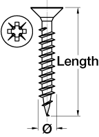 Hospa screws, countersunk, ø 4.5 mm, stainless steel - Countersunk head ...