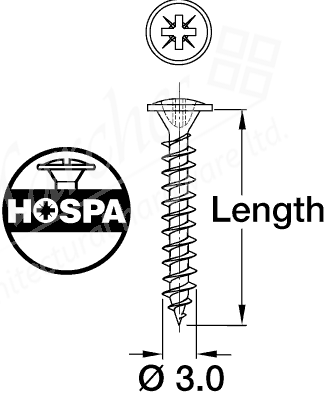 Hospa Screw Fh Zinc 3.0x20mm - Flat head screws - Screws & fixings ...