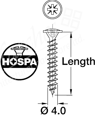 Hospa Screw Fh Zinc 4.0x35mm - Flat head screws - Screws & fixings ...