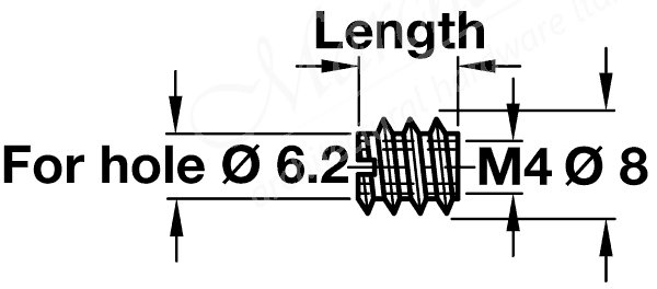 Screw-in sleeve, M4 internal thread, for ø 5.5 mm hole, screwdriver ...