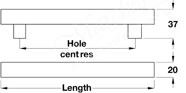 T-Bar Handles, 156-835mm (96-775mm cc) - SSS - Bar handles - Handles ...
