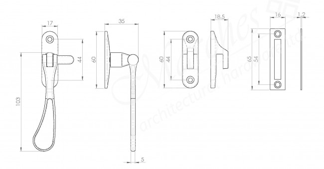 Victorian Reversible Casement Fastener Satin Brass - Casement Fasteners ...