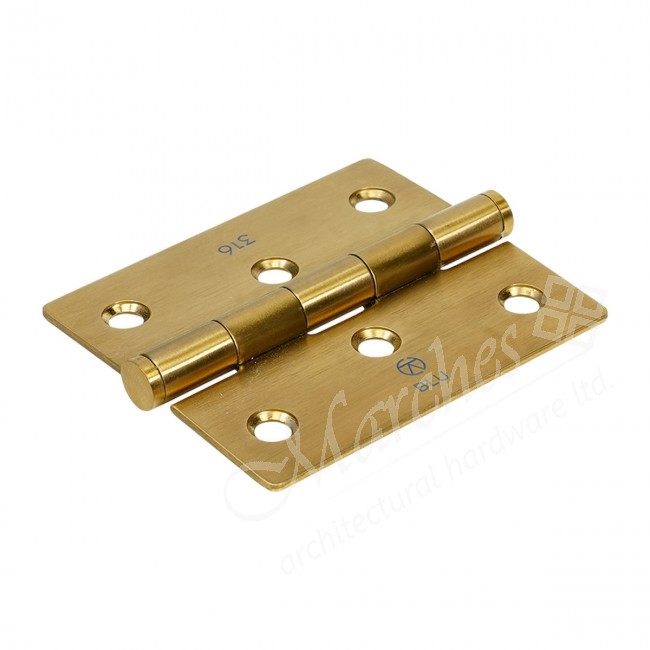 76 x 66 x 2mm Slim Knuckle Window Hinge - PVD Satin Brass (Grade 316 ...