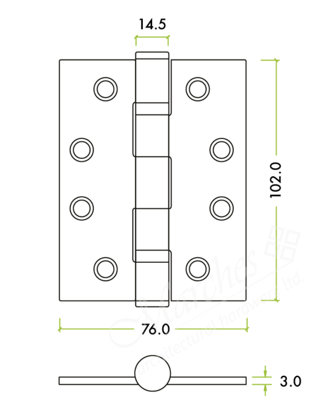 4" Double Ball Bearing Butt Hinge (Pair) - Black - Butt Hinges - Hinges ...