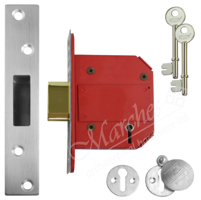 Union Strongbolt BS 3" 5 Lever Deadlock - Satin Chrome - British ...
