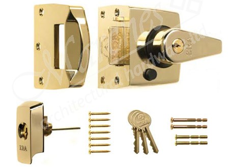 British Standard Security Night Latch 40mm Backset - Polished Brass ...