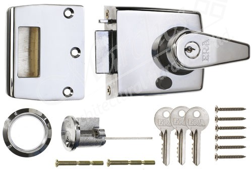ERA - Night Latch Double Locking 60mm Backset - Satin Chrome - Night ...