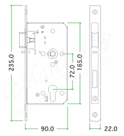 DIN Nightlatch 60mm Backset - Satin Stainless Steel - DIN Locks ...