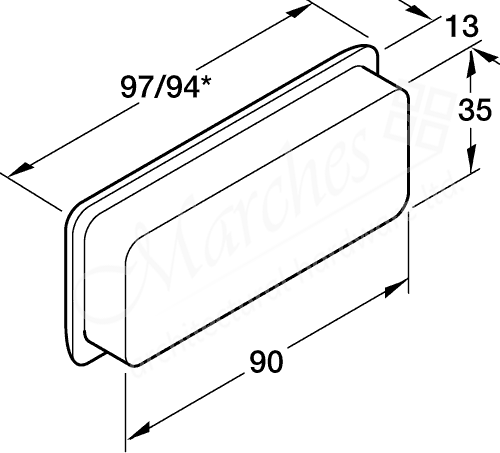 Inset Handle Uninished Oak 97x35mm - Flush inset handles - Handles ...