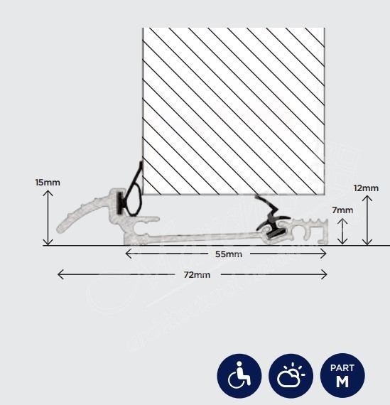 Exitex Macclex 15/72 Threshold 1000mm - Gold - Inward Opening Door ...