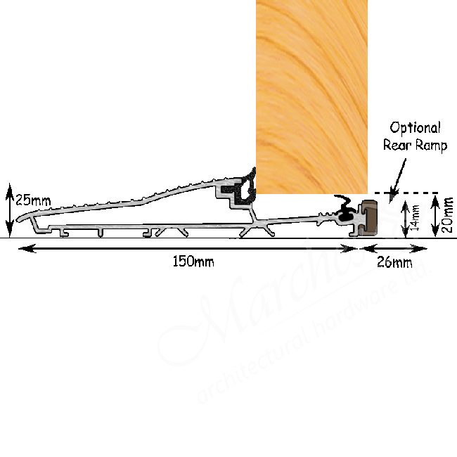 MDS/150 WEATHERBAR 1220mm GOLD - Inward Opening Door - Weatherbars ...