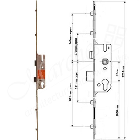 GU 4 Rollers 92 Centres UPVC Lock 35mm Backset - Marches Architectural ...