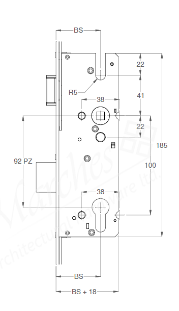 Winkaus Autolock AV2 2 Hook Espag Lock - RH - 45mm bset - Single Door ...