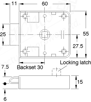 Sprung rim lock, for 7 mm square spindle - Lock cases - Locking and ...