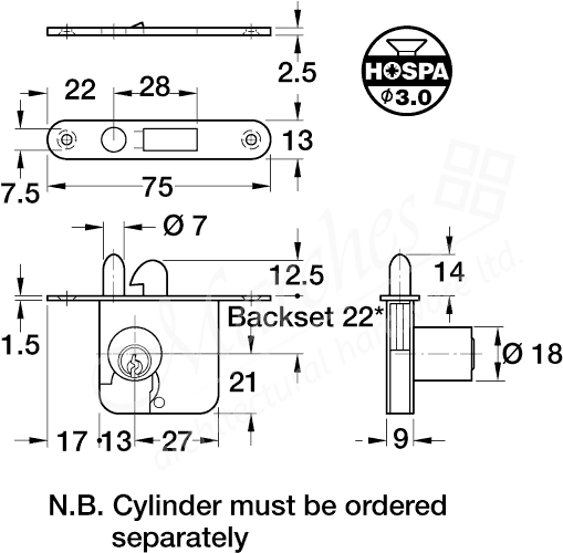 Shutter Lock Casing Draw 22mm - Mortise locks - Locking and Security ...