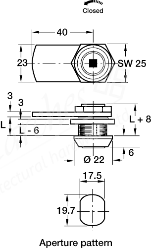 Lever Lock W Squar Hole 32.5mm - Cam locks - Locking and Security ...