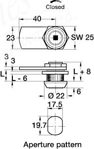 Cam lock for square profile key - Lock cases - Locking and Security ...