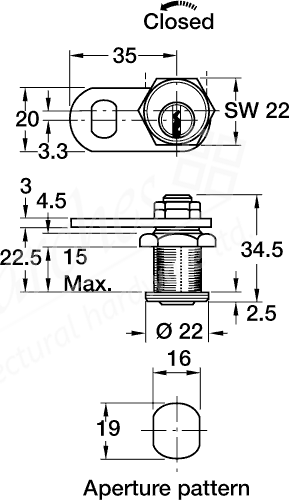 Cylinder Lever Lock Dir.b H1 - Cylinder cam locks - Locking and ...