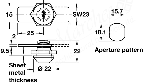 Cylinder cam lock, with straight cam - Cylinder cam locks - Locking and ...