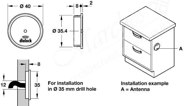 External antenna - DFT furniture locking system - DIALOCK for furniture ...