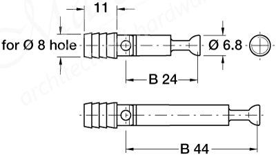 Minifix Mitre Conn 8/24mm Galv - Minifix: Connecting Bolts - Knock Down ...