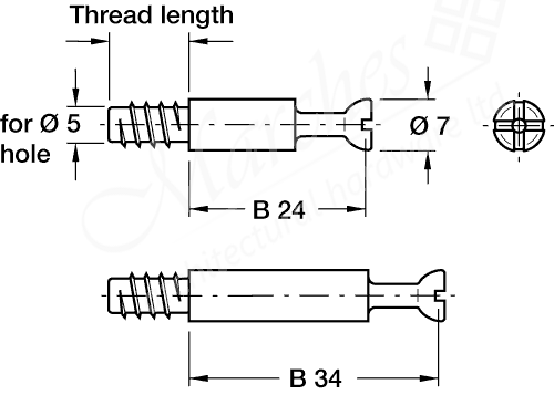 Minifix 15 Bolt Bright 24/5mm - Minifix: Connecting Bolts - Knock Down ...