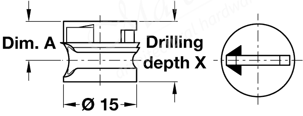 Minifix 15 housings, without rim, for wood thickness from 15/16 mm ...