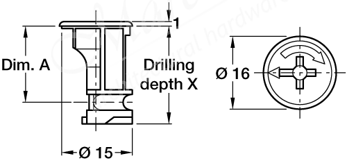 Minifix Housing 15rn/34 Bright - Minifix: Housings - Knock Down (KD ...