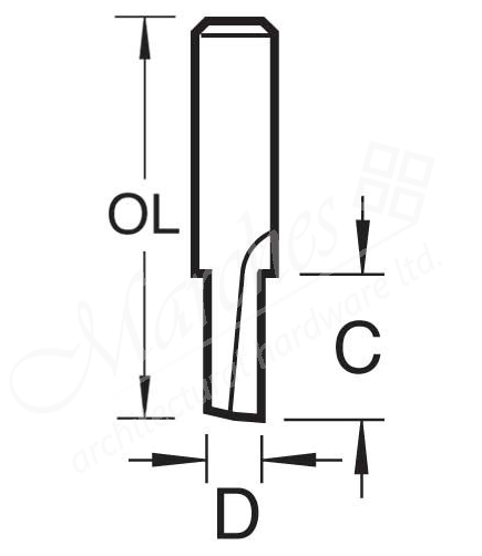 3/04X1/4TC - Two flute cutter 2.5 mm diameter - Straight Cutters ...
