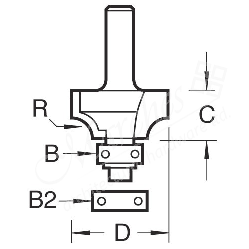 46/140X1/4TC - Bearing guided ovolo cutter 9.5mm radius - Ovolo ...