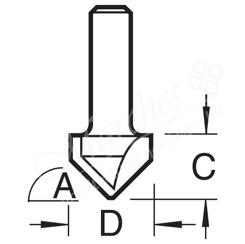 C044X1/4TC - Chamfer V groove cutter angle 45 degrees - Chamfer Cutters ...