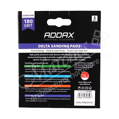 95 x 95mm Multi-Tool Delta Sanding Pads 180 Grit (Pack 5) - Sanding ...