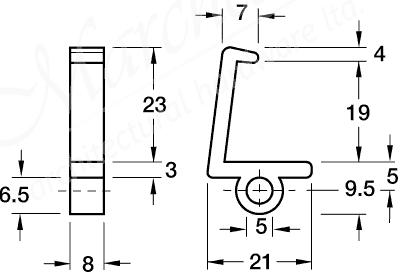 Shelf Retain Transparent 19mm - Shelf clamps and retainers - Shelf ...
