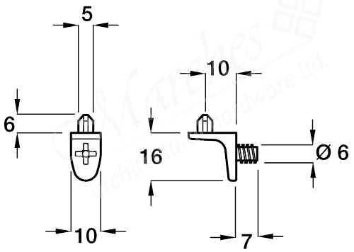 Shelf Support Plug-in W Thread - Plug in Shelf Supports - Shelf ...