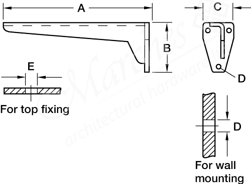 Fixed Bracket Hebgo 280x100mm - Handrail, Shelf & Table Brackets ...