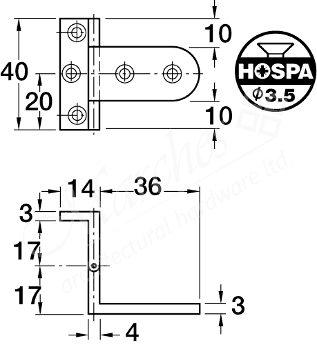 Angle Hinge Pol Ni Pl 40mm - Exposed axle hinges - Ironmongery Hinges ...