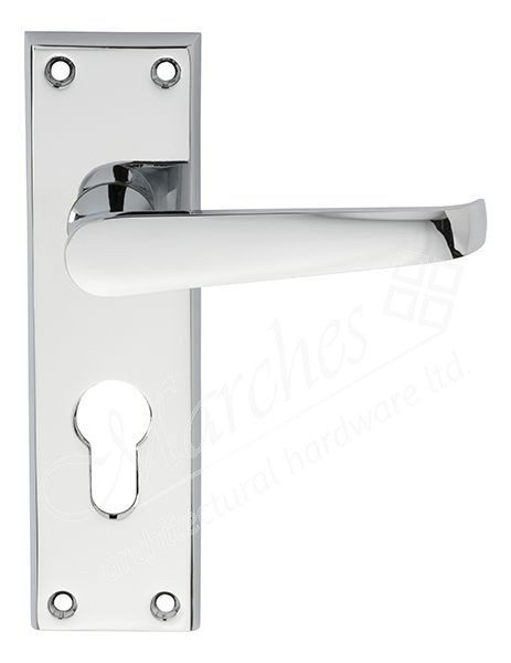 Victorian Lever Euro Lock - Polished Chrome - Lever Handles on ...