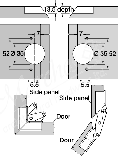 Mitre Hinge 135d Ni Pl Scr Fix - Misc Hinges - Ironmongery Hinges ...