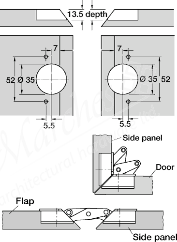 Mitred Flap Hinge 90d Ni Pl - Misc Hinges - Ironmongery Hinges ...