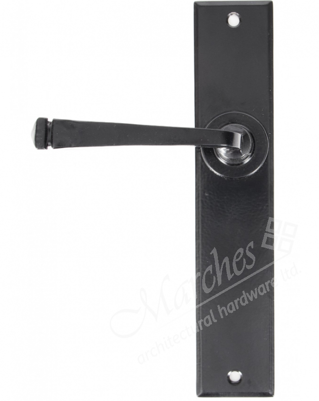 Large Avon Lever Latch Set - Black - Lever Handles on Backplate - Door ...