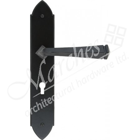 Gothic (Sprung) Handle Range - Black - Lever Handles on Backplate ...