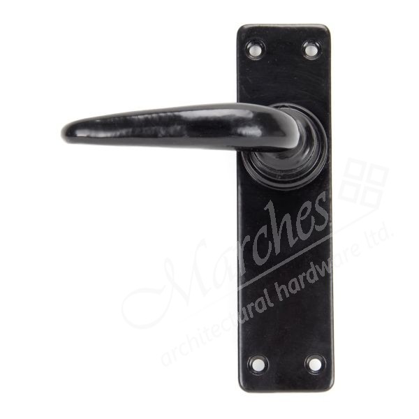 Smooth Lever Handle Set - Black - Lever Handles on Backplate - Door ...