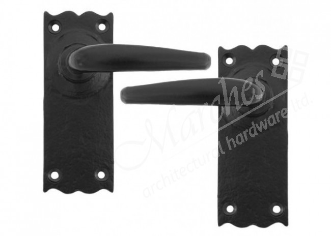 Oak Lever Latch Handle Set - Black - Lever Handles on Backplate - Door ...