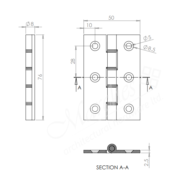 3" DPBW Butt Hinges (pair) - Polished Brass - Hinges - Marches ...