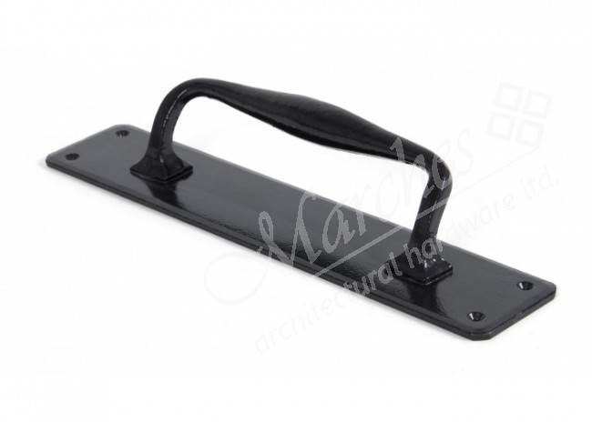Pull Handle on Backplate - Black - Marches Architectural Ironmongery