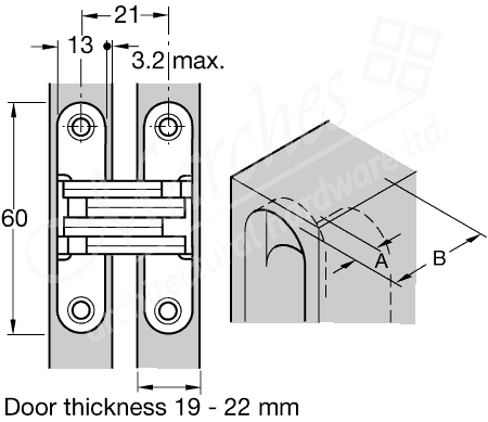 Soss Hinge 204, for 19-22mm Doors (Pair) - Brass Plated - Hinges ...