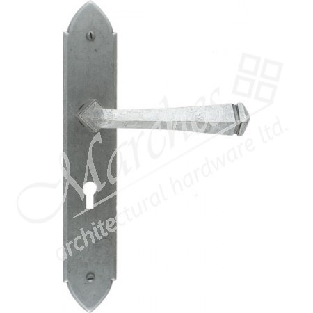 Gothic Lever Handle Sets - Pewter - Lever Handles on Backplate - Door ...