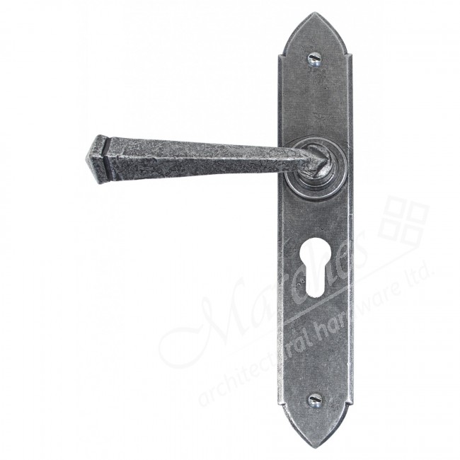 Gothic Euro Lever Lock Handle Set (47mm Centres) - Pewter - Lever ...