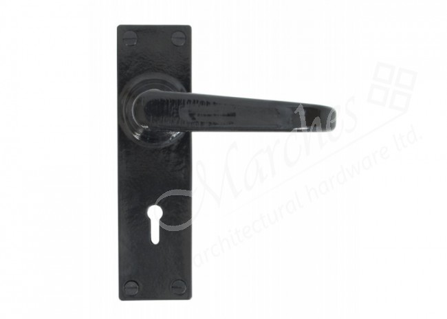 Deluxe Handel Set - Black - Lever Handles on Backplate - Door Handles ...
